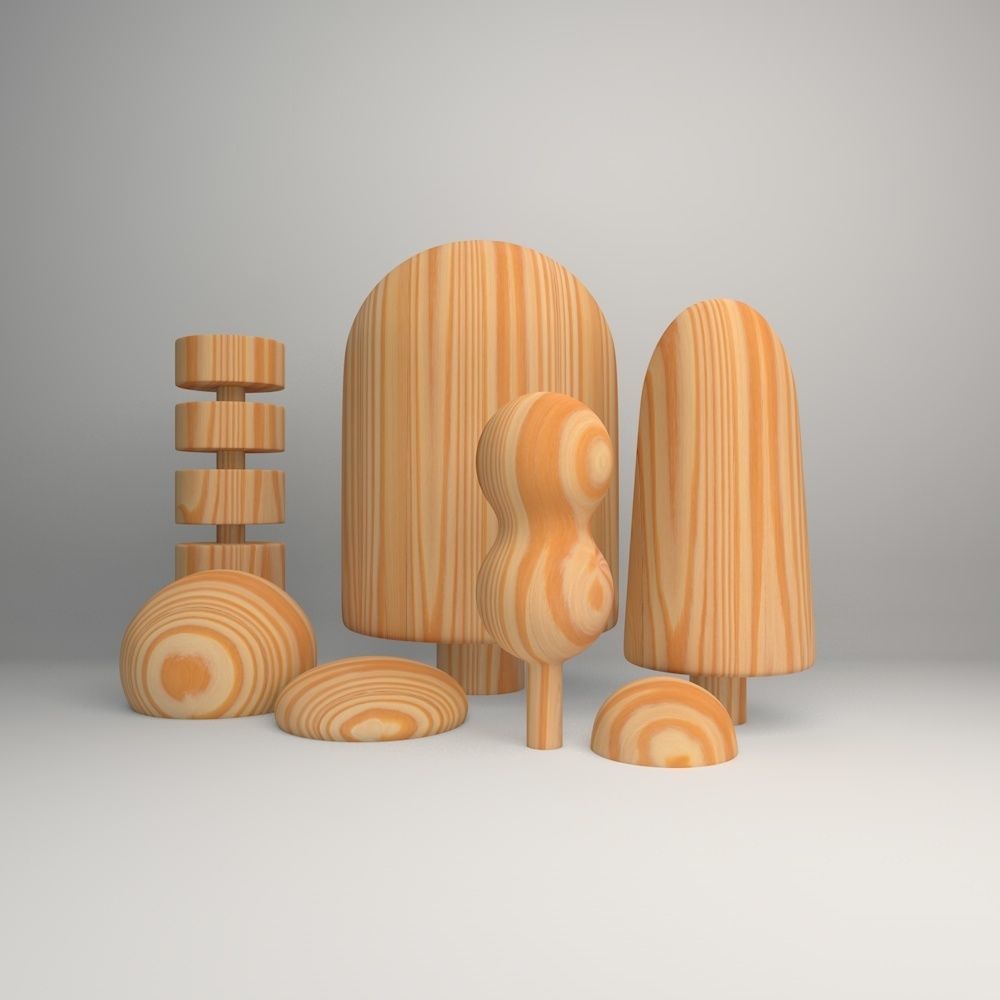 Woods set of wooden sculptures 3D model 3D printable | CGTrader