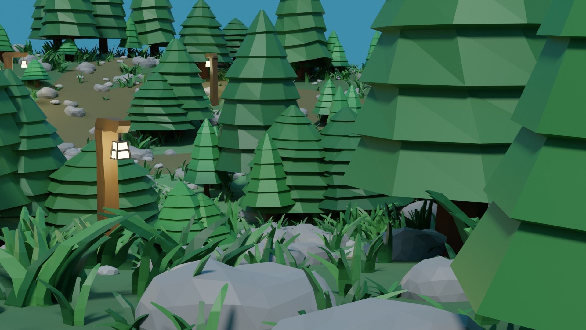 3D model Low-poly Forest Assets and Scene VR / AR / low-poly | CGTrader