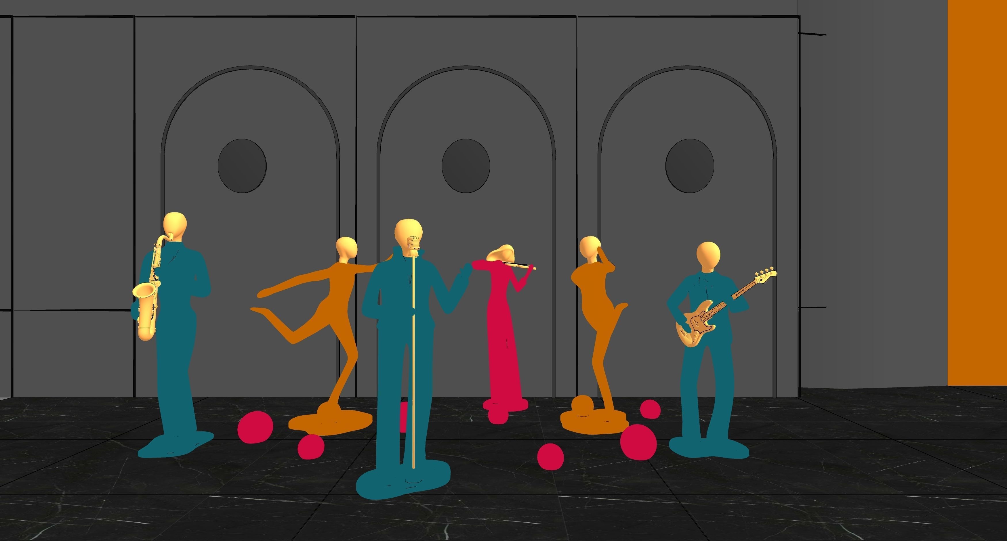 modern music and dance figures sculpture 3D model | CGTrader