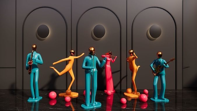 modern music and dance figures sculpture 3D model | CGTrader