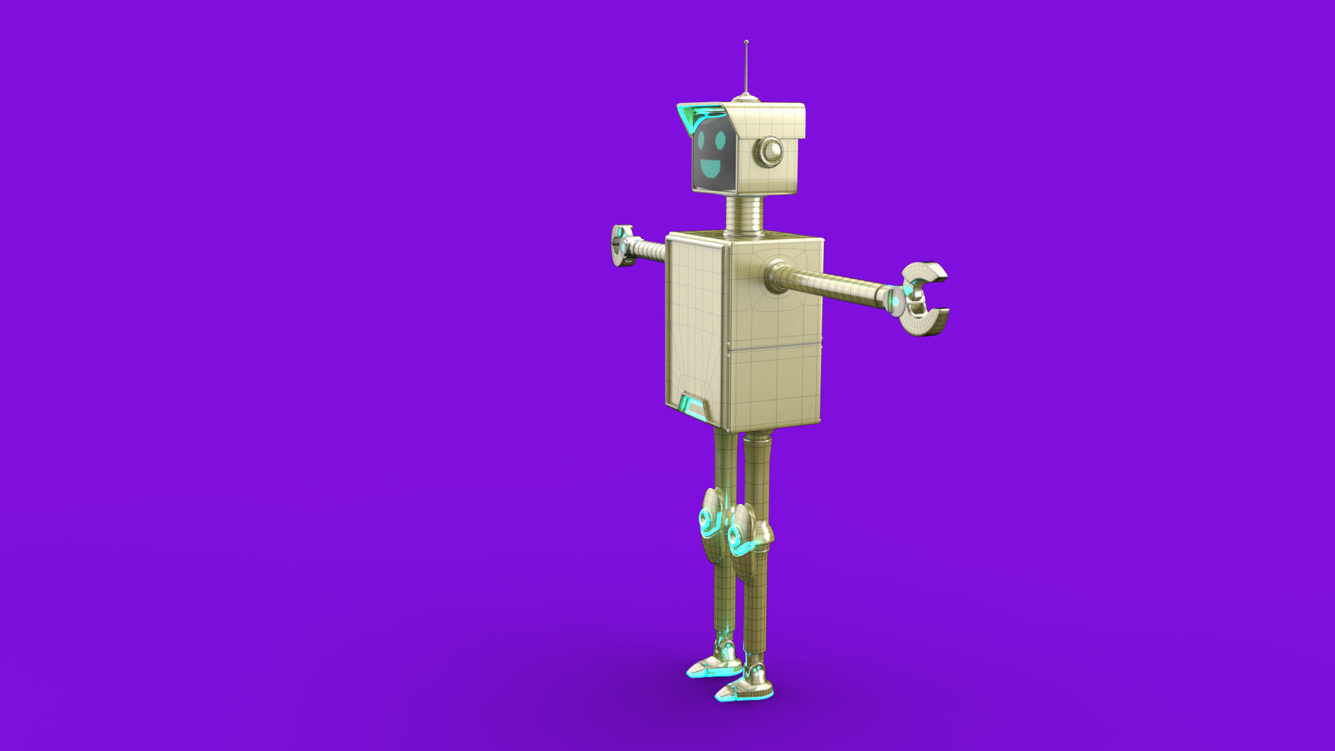 Cartoonish robot with simple rig 3D model rigged | CGTrader