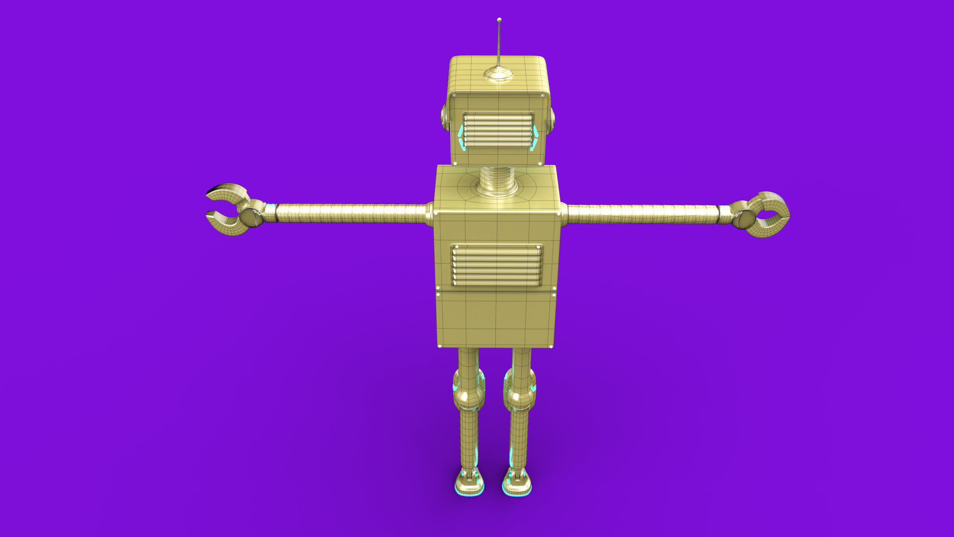 Cartoonish robot with simple rig 3D model rigged | CGTrader