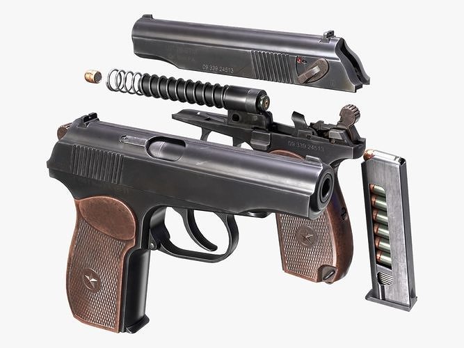 3D model Makarov gun disassemble VR / AR / low-poly | CGTrader