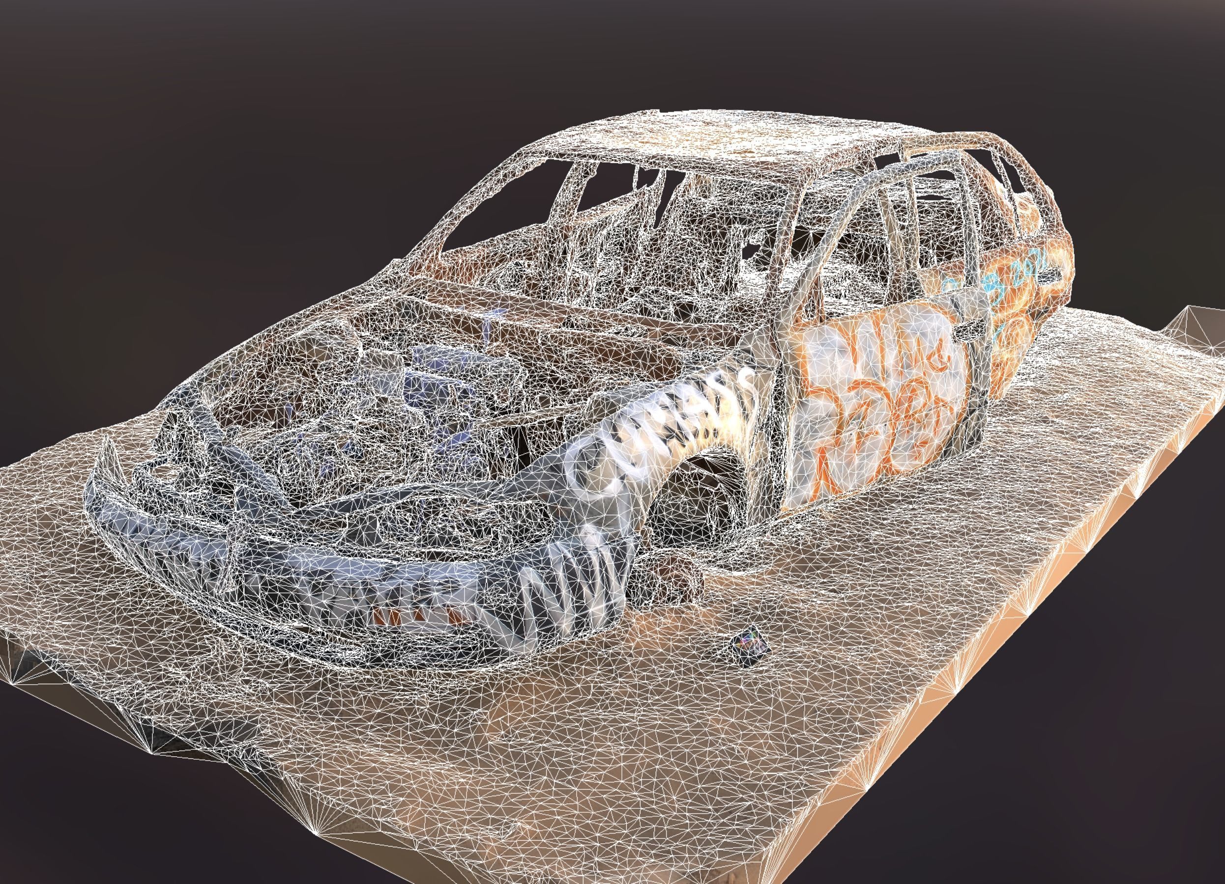 Destroyed graffiti car burned scan junk scrap 3D model | CGTrader
