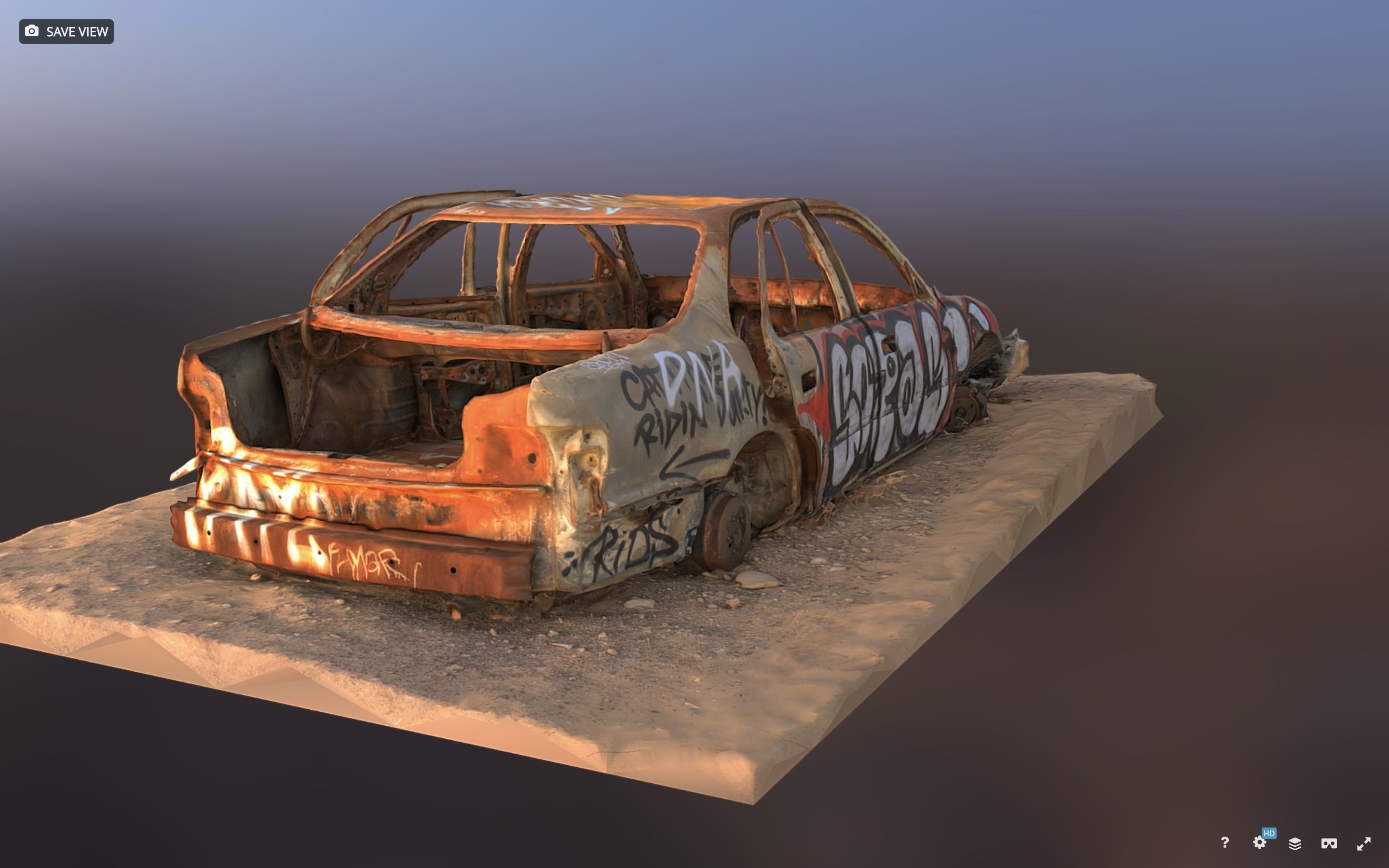 Destroyed graffiti car burned scan junk scrap 3D model | CGTrader