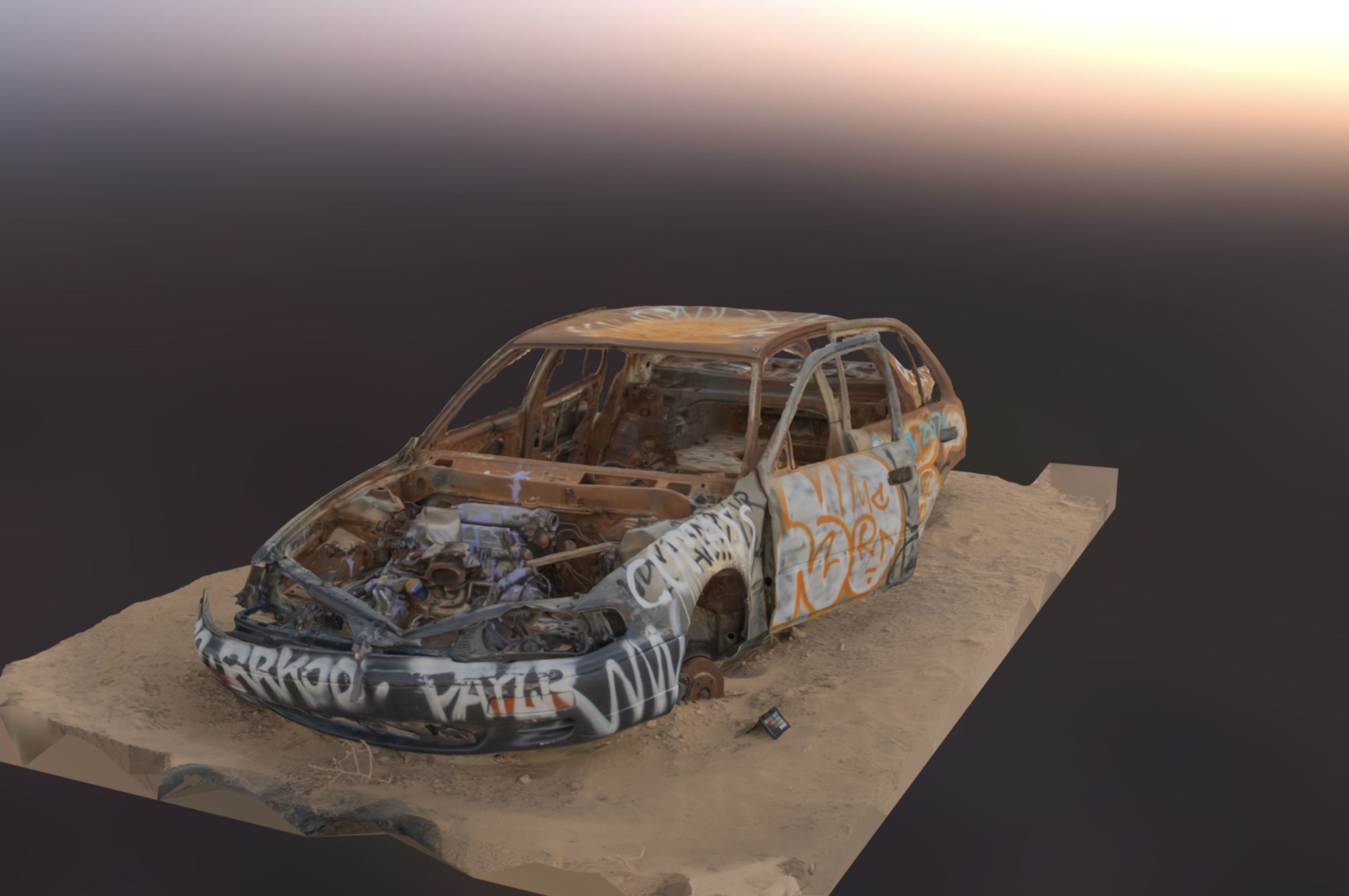Destroyed graffiti car burned scan junk scrap 3D model | CGTrader