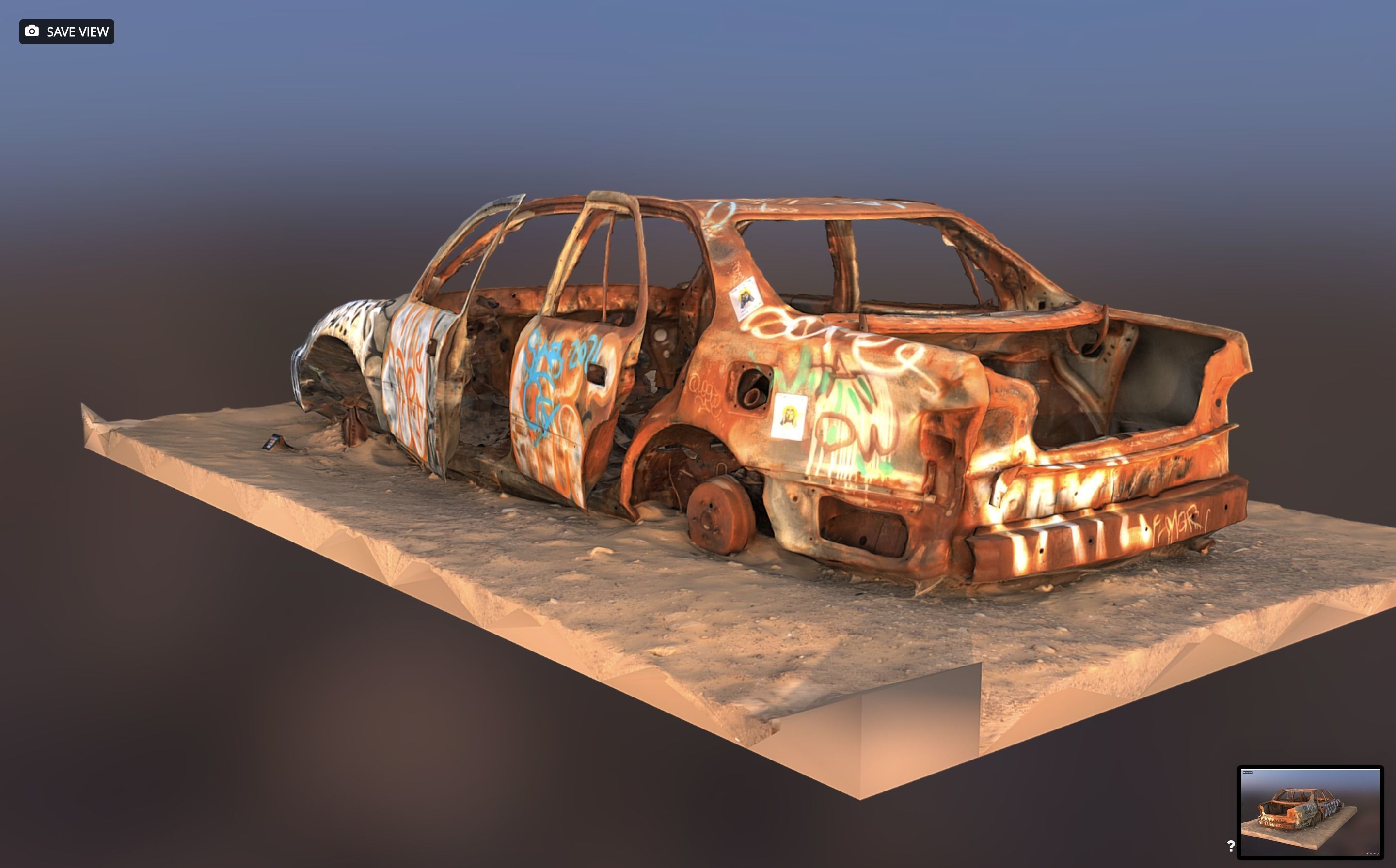 Destroyed graffiti car burned scan junk scrap 3D model | CGTrader