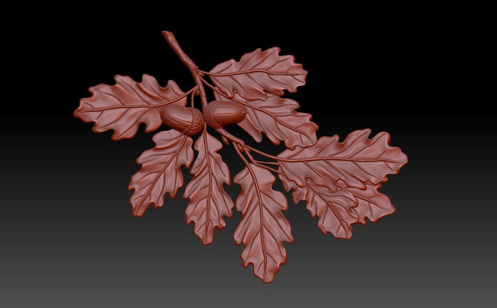 Oak branch 3D model 3D printable | CGTrader