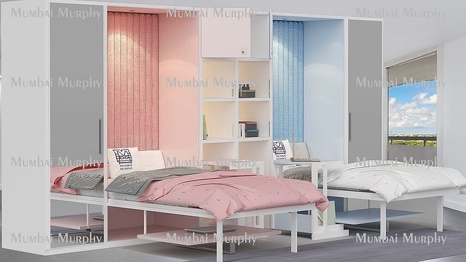 3D model murphy bed with study table VR / AR / low-poly | CGTrader