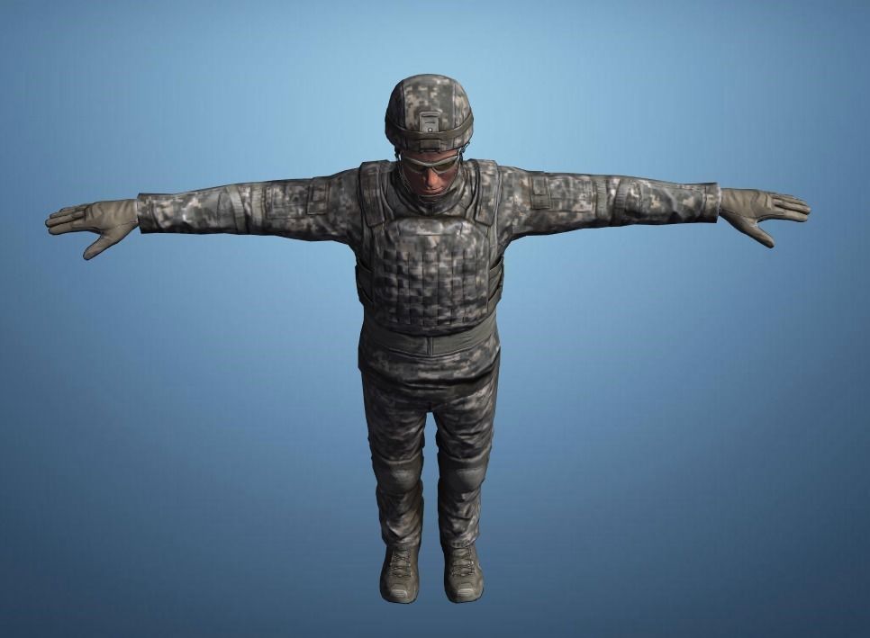 3D model Military Soldier man Realistic Rigged VR / AR / low-poly ...
