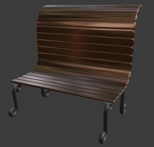 3D model A Metalic Bench VR / AR / low-poly | CGTrader