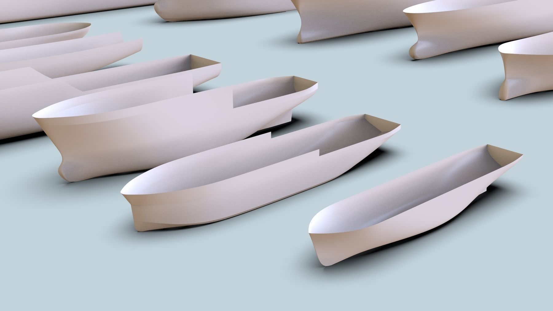 Hulls collection group of boats 3D model | CGTrader
