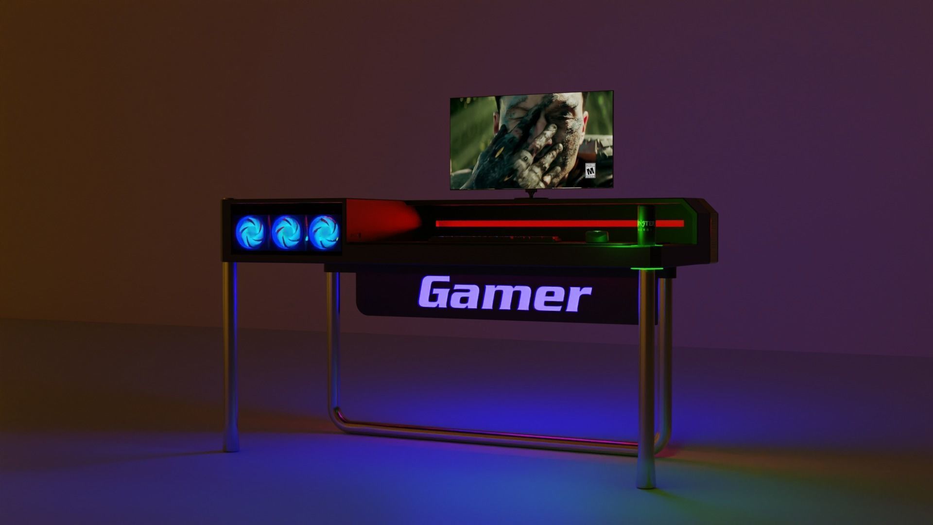 Gaming Desk free 3D model animated | CGTrader