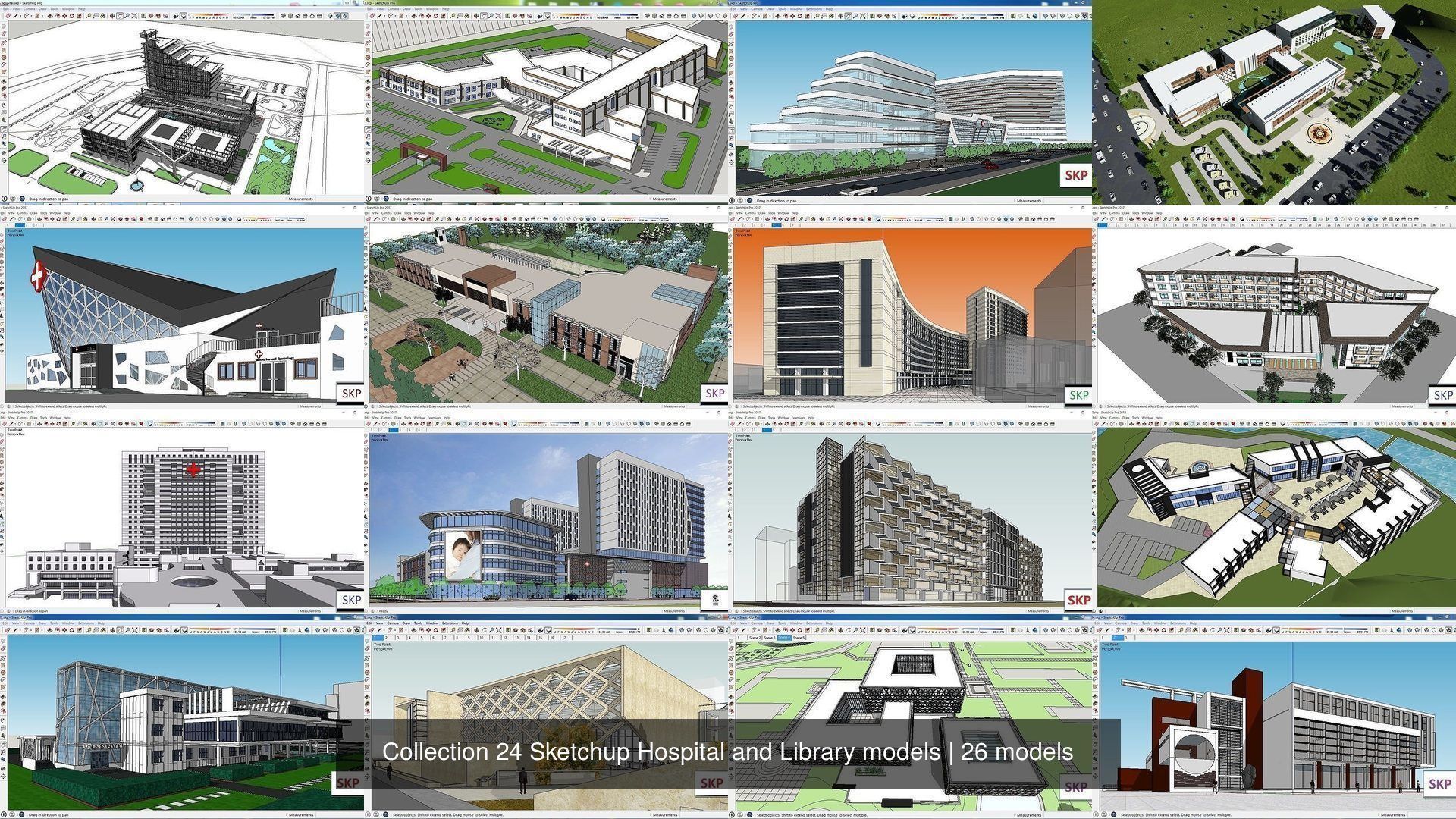Collection 24 Sketchup Hospital and Library models | CGTrader