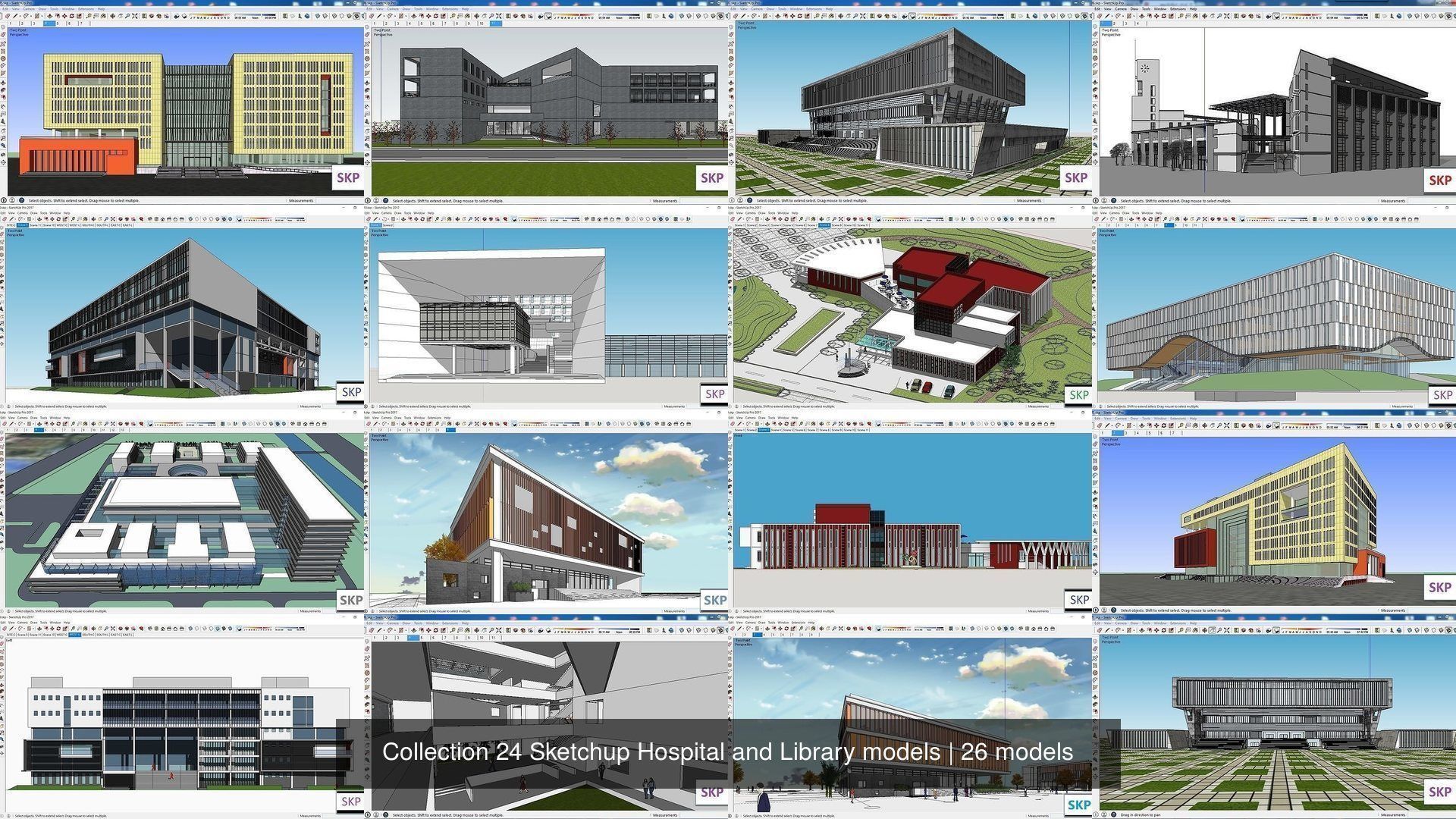 Collection 24 Sketchup Hospital and Library models | CGTrader