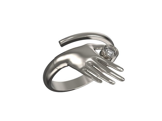 1004-Hand with diamond ring 3D model 3D printable | CGTrader