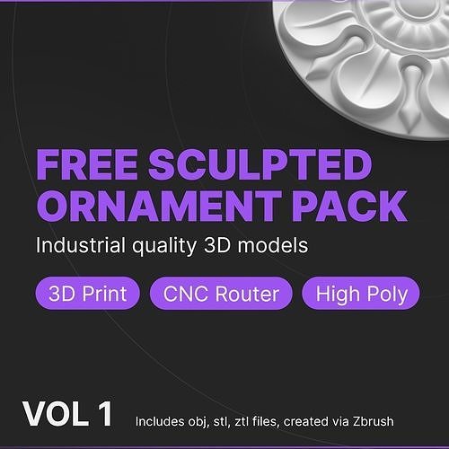 Free CNC model Sculpted Ornament Pack VOL 1 free 3D model 3D printable ...