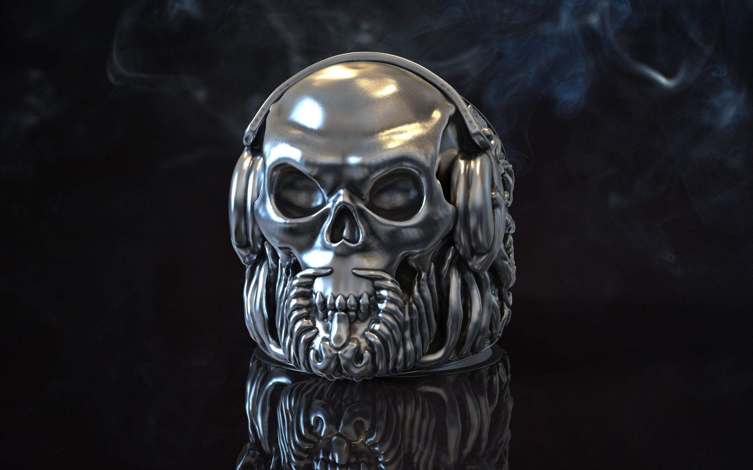 Biker ring skull of primitive man 3D model 3D printable | CGTrader