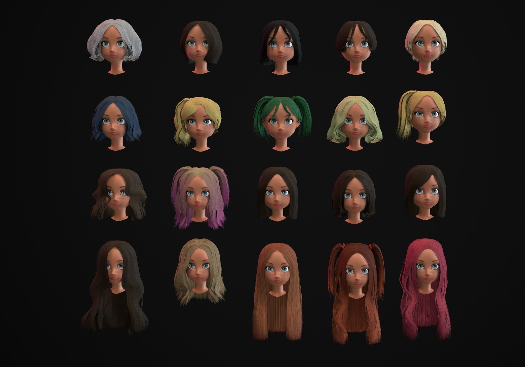 20 hairstyles collection 3D model | CGTrader