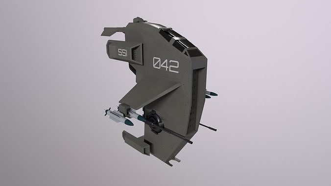 3D model starship fighter lowpoly model SCI fi VR / AR / low-poly ...