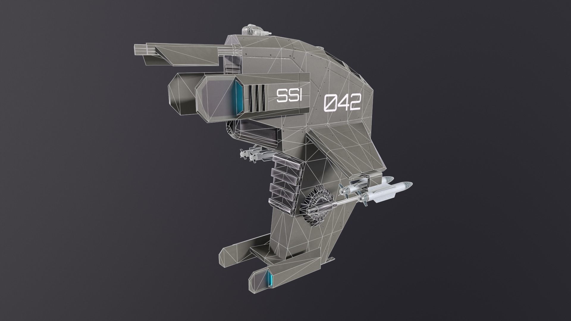 3D model starship fighter lowpoly model SCI fi VR / AR / low-poly ...