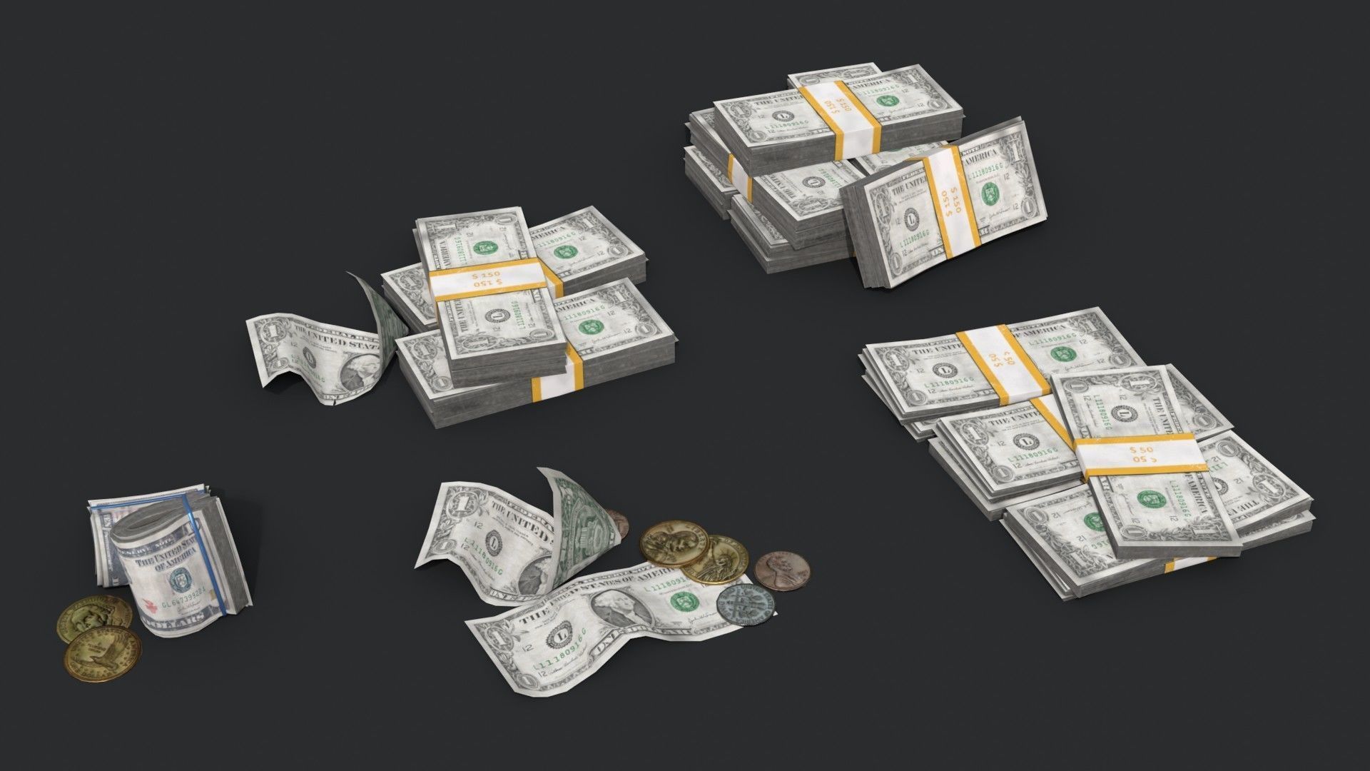 3D model Money Loot - US dollars VR / AR / low-poly | CGTrader