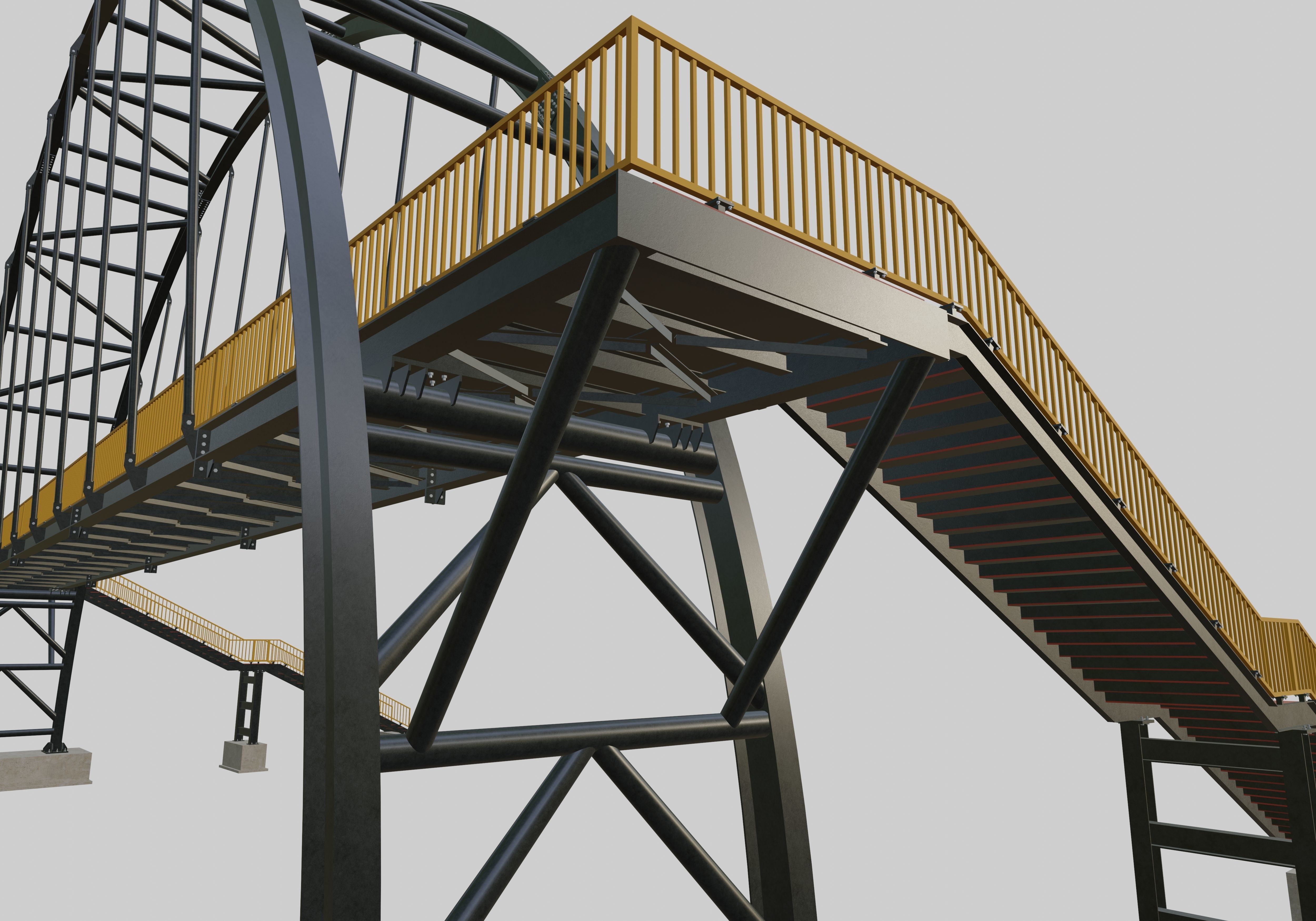 Steel Pedestrian Bridge-Arch Column Type-29 3D model | CGTrader