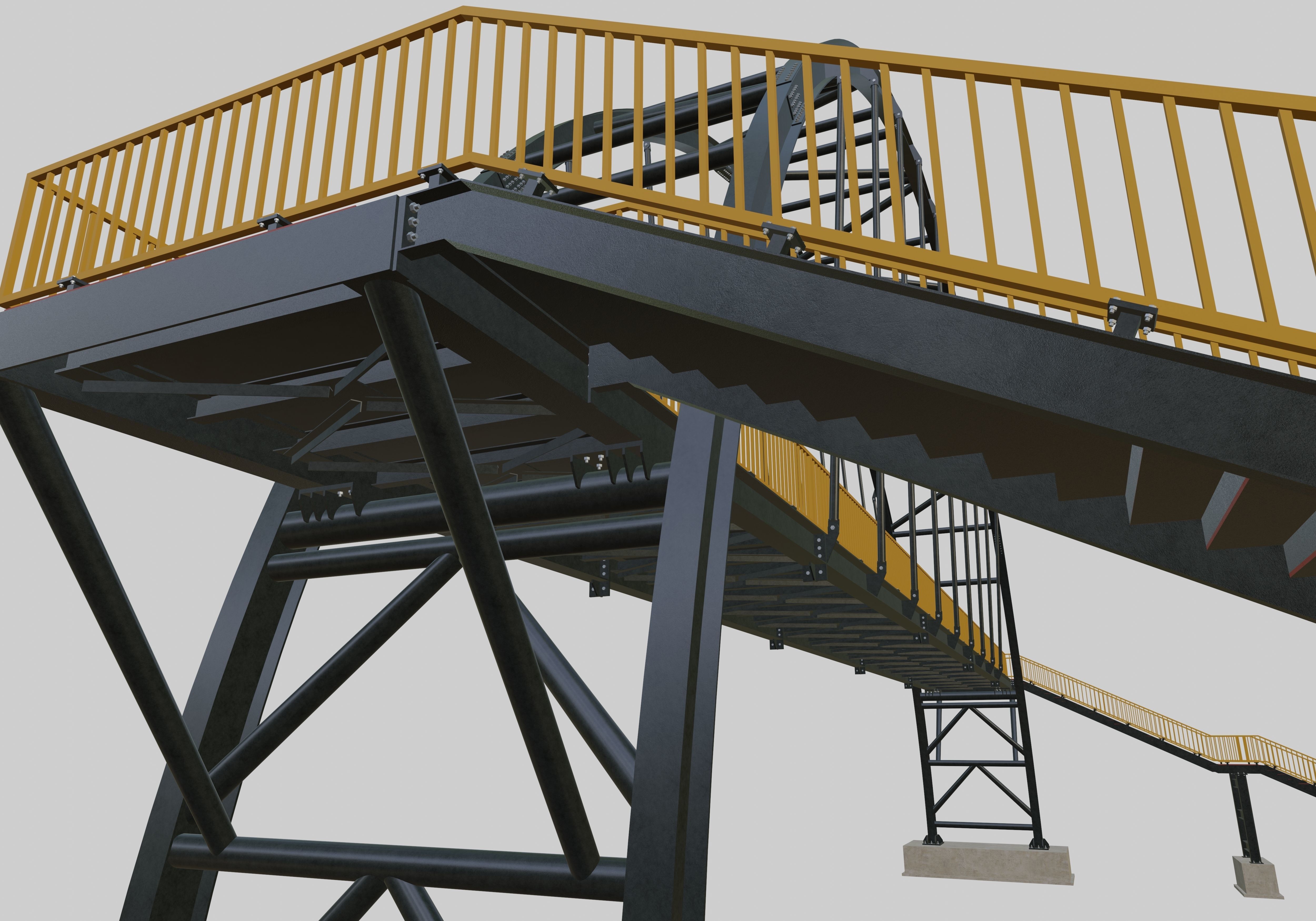 Steel Pedestrian Bridge-Arch Column Type-29 3D model | CGTrader
