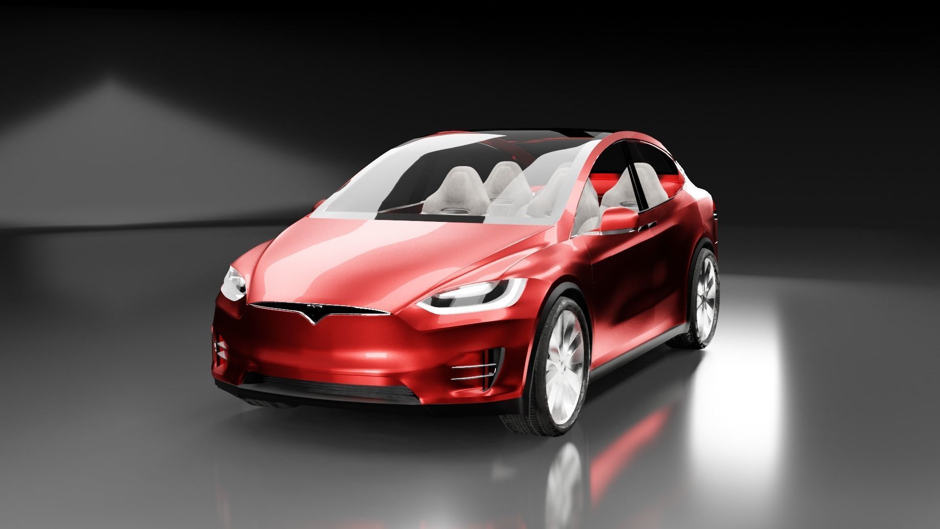 Tesla Model X 2019 Red Car 3D model | CGTrader