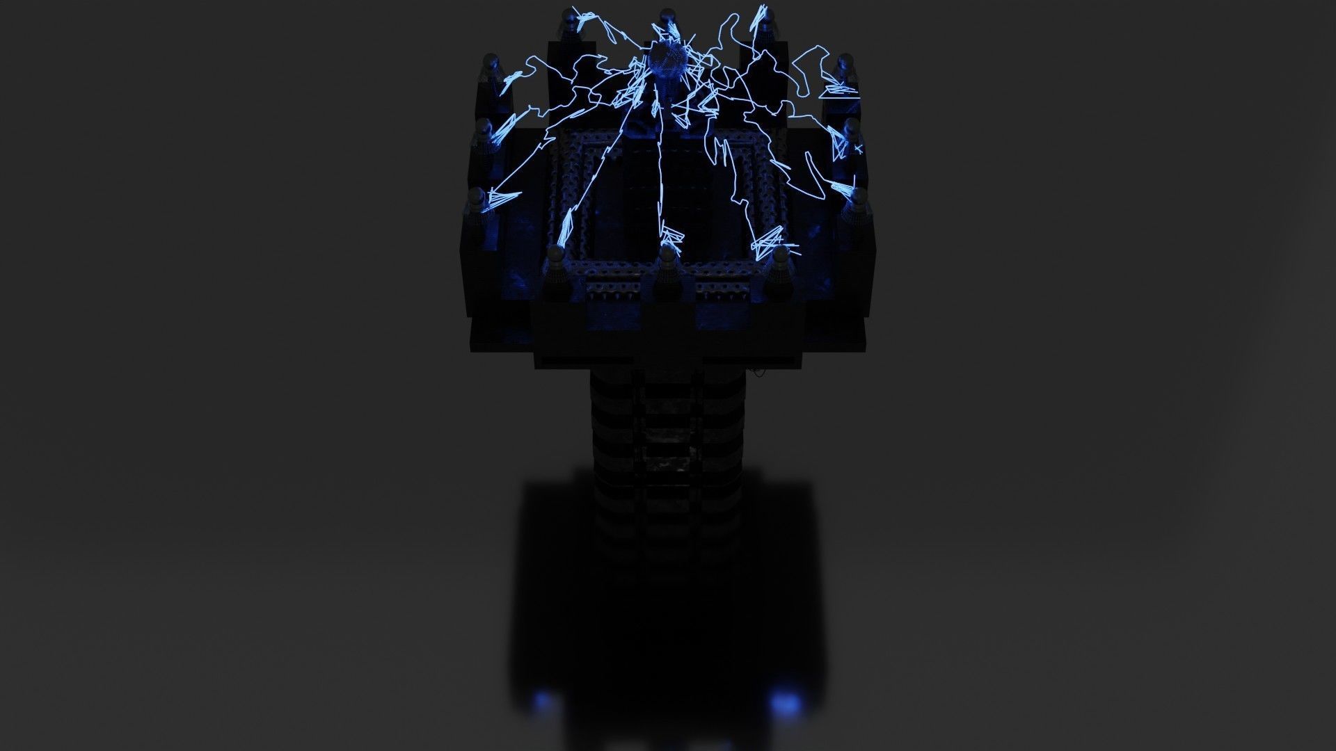 Scifi Tower with lightning custom tesla coil 3D model animated | CGTrader