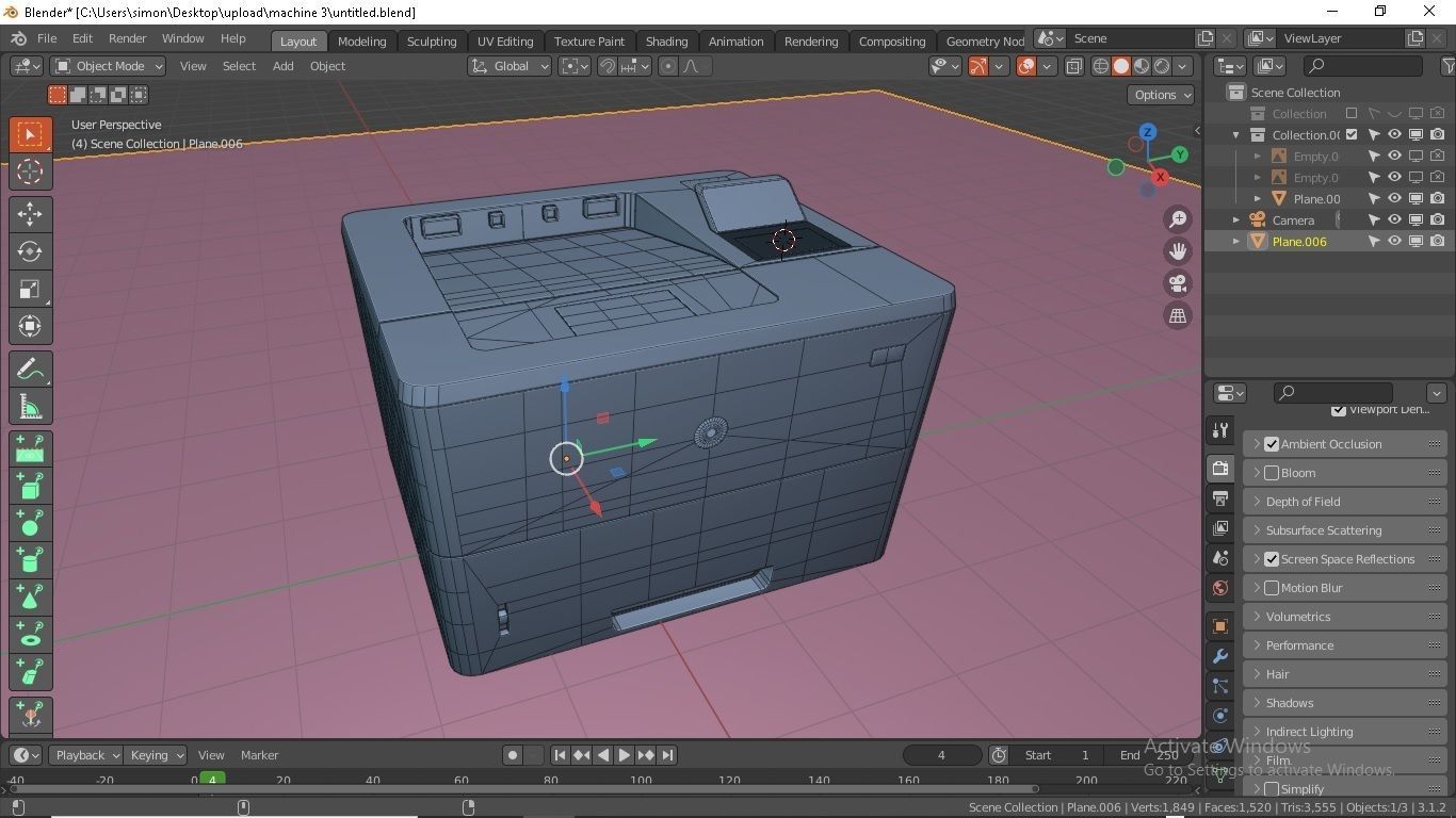 Hp photocopy machine free VR / AR / low-poly 3D model animated rigged ...