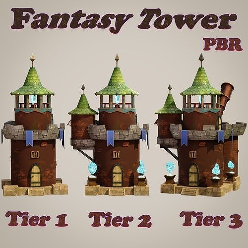 3D model Low-poly Fantasy Towers VR / AR / low-poly | CGTrader