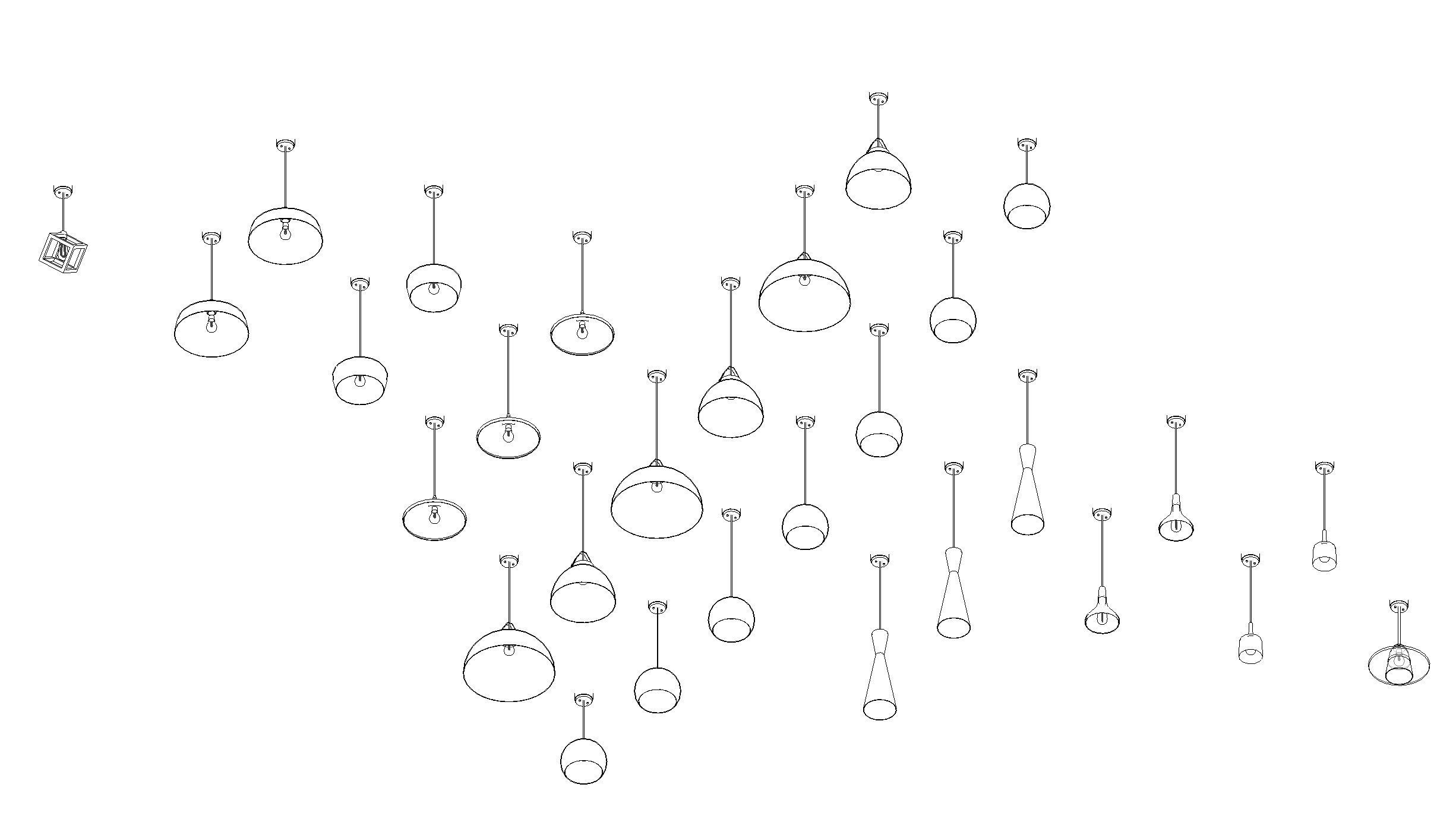 Revit Ceiling Pendant Lighting Families - Modern Collection 3D model ...