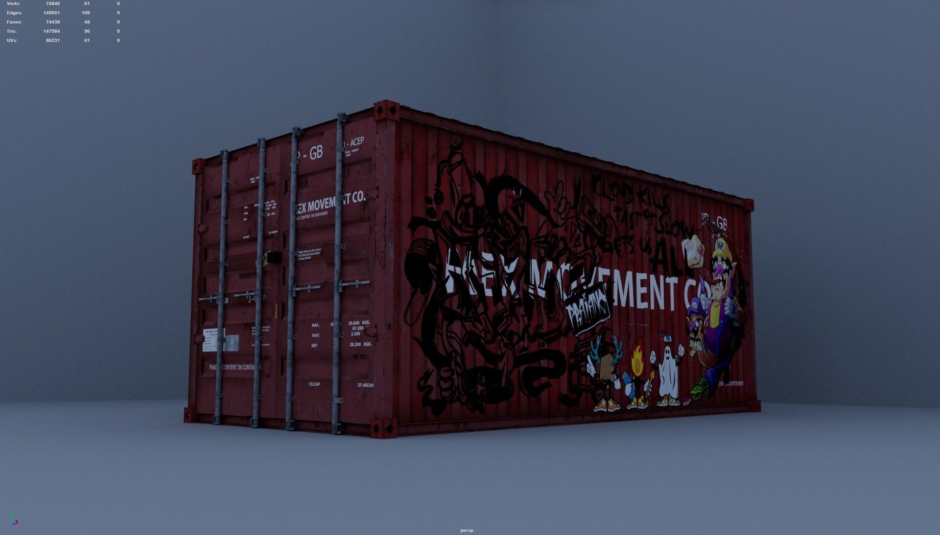 3D model Cargo Container For Games VR / AR / low-poly | CGTrader