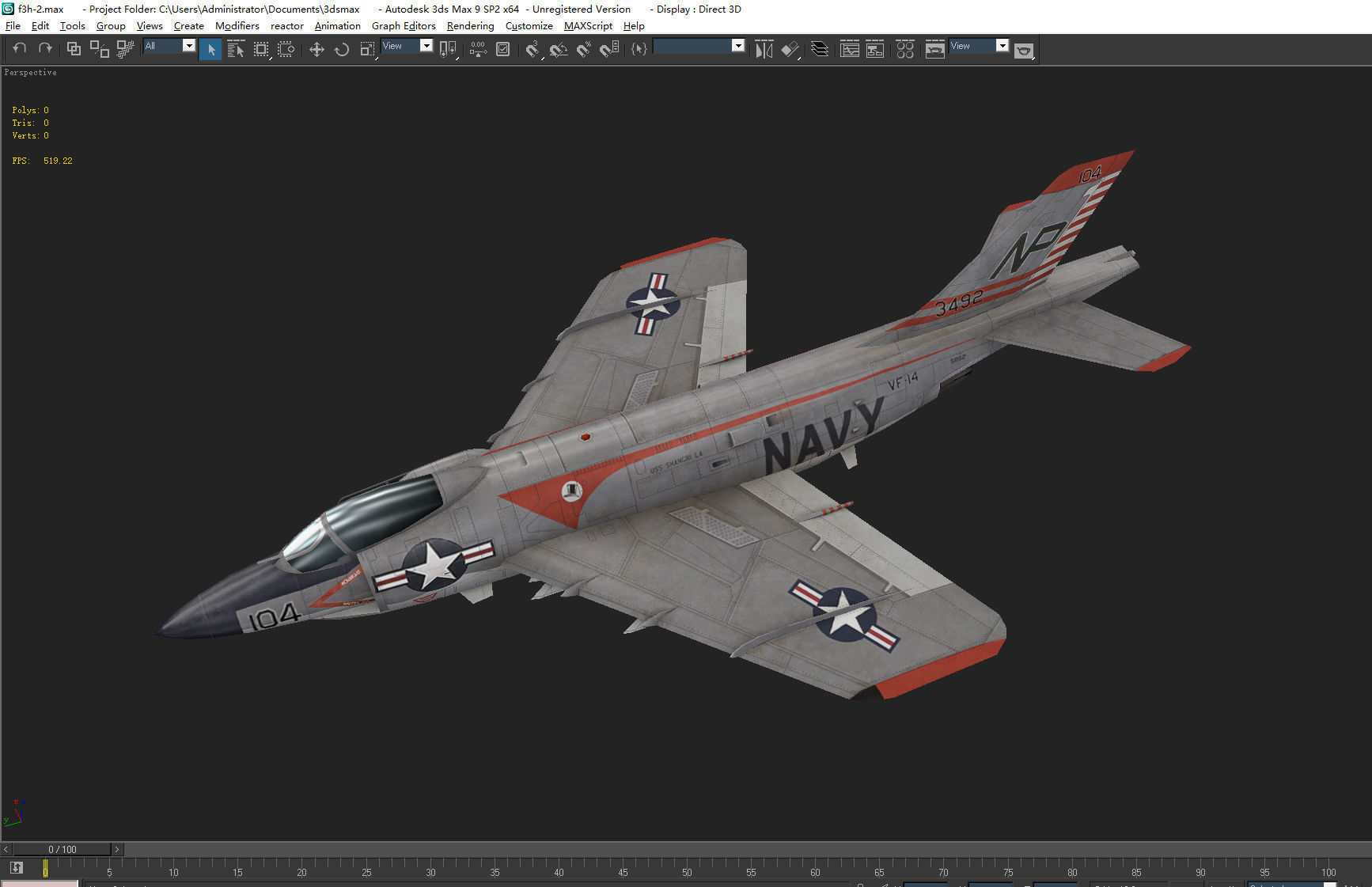 3D model McDonnell F3H Demon jet fighter Hand painted game model VR ...