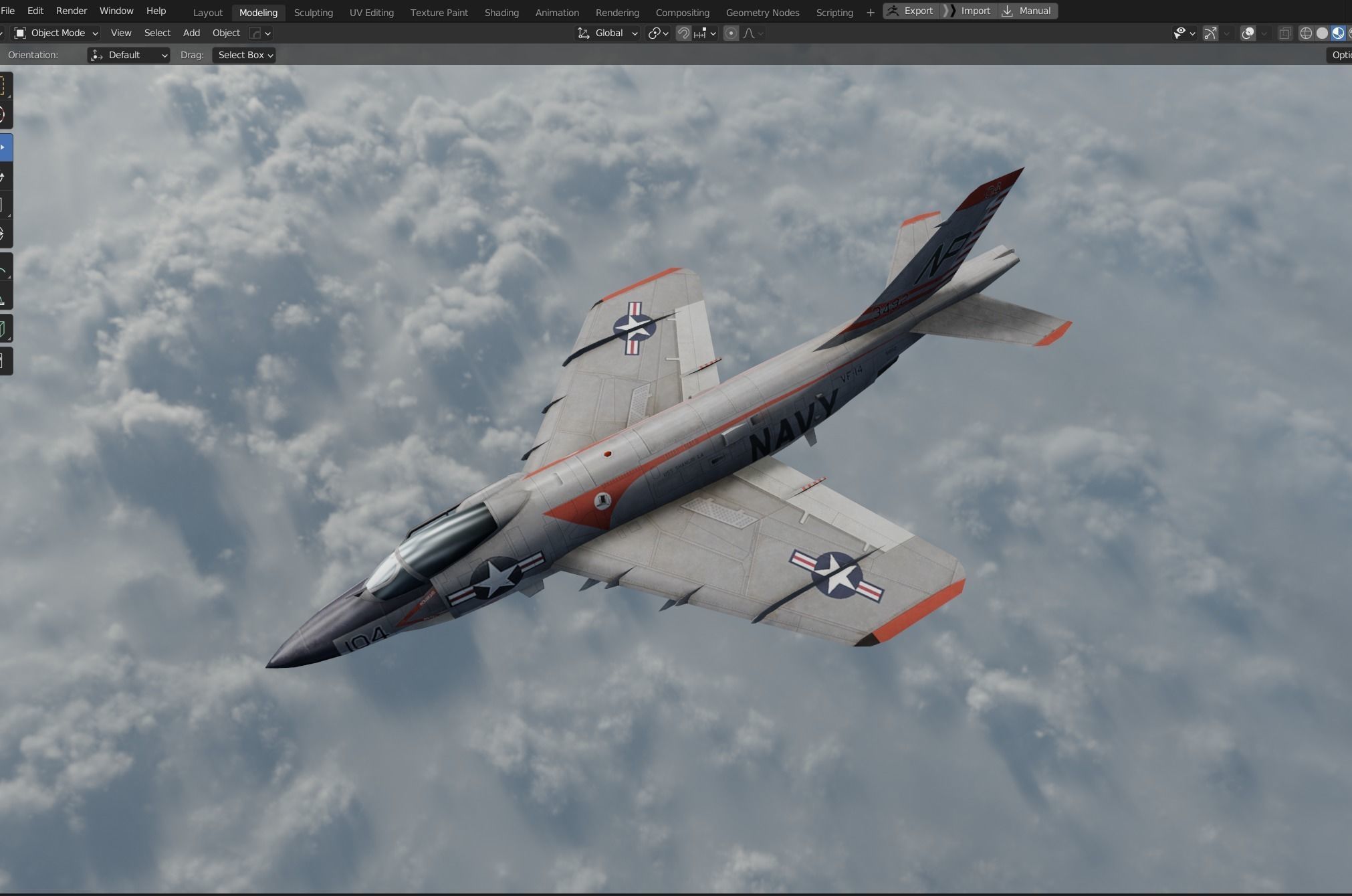 3D model McDonnell F3H Demon jet fighter Hand painted game model VR ...