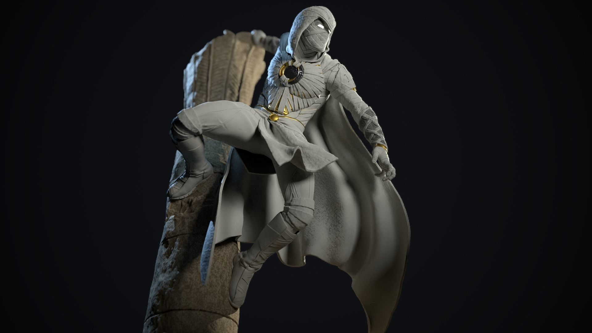 Moon Knight Statue 3d print ready 3D model 3D printable | CGTrader