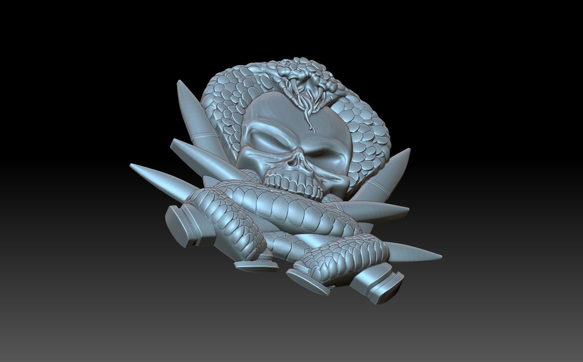 Skull and snake 3D model 3D printable | CGTrader