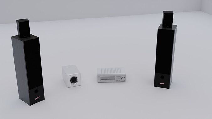 Speaker Set and amplifier 3D model | CGTrader