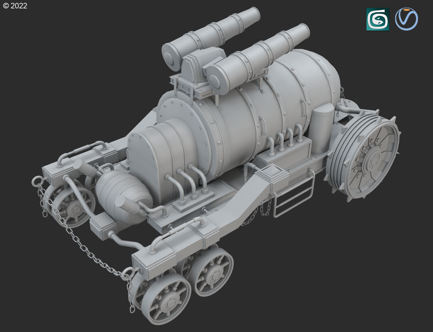 Steampunk Tank-Clay Version 3D model | CGTrader