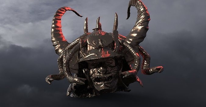 Samurai fantasy helmet horned 6 3D model | CGTrader