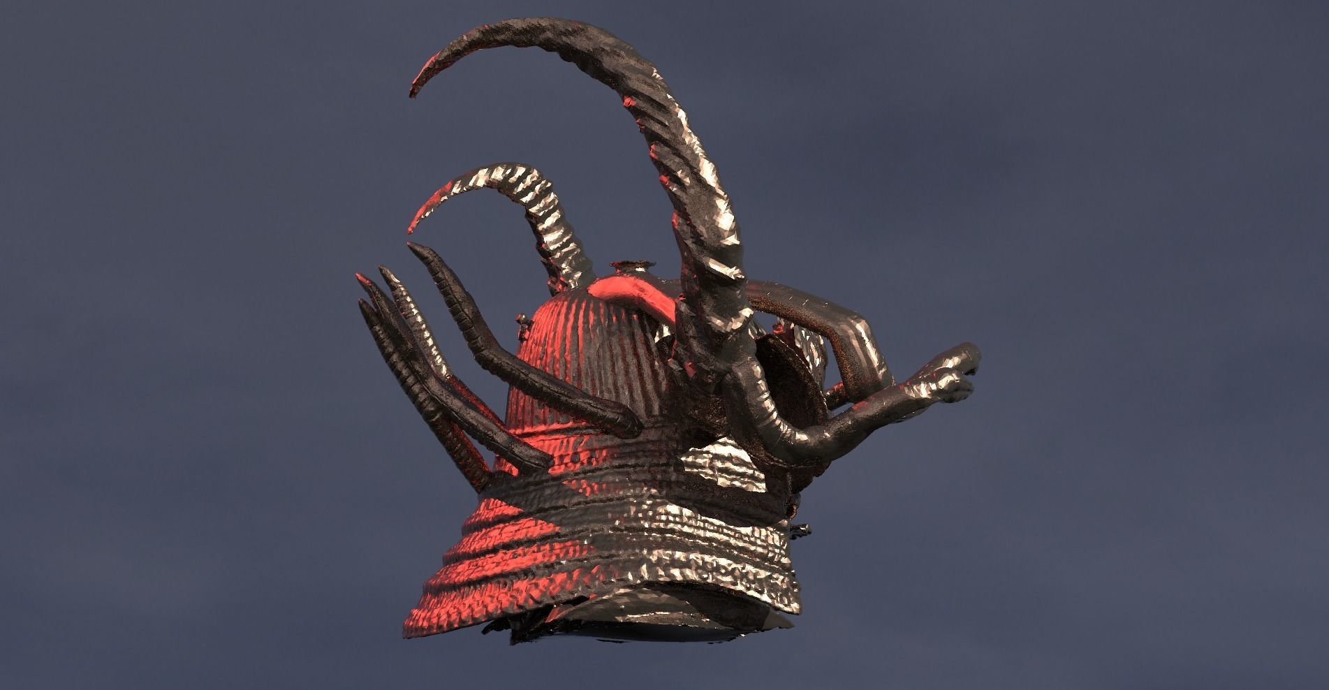 Samurai fantasy helmet horned 7 3D model | CGTrader