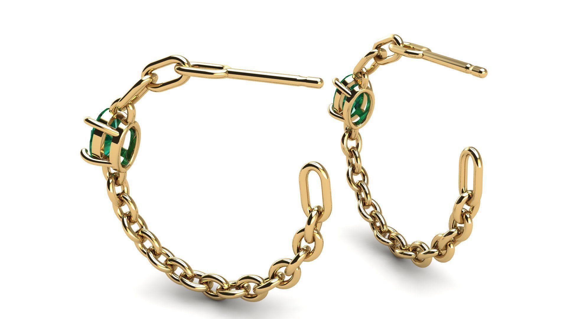 Chain Earrings diameter 25 mm with Gemstone 3D Model Collection | CGTrader