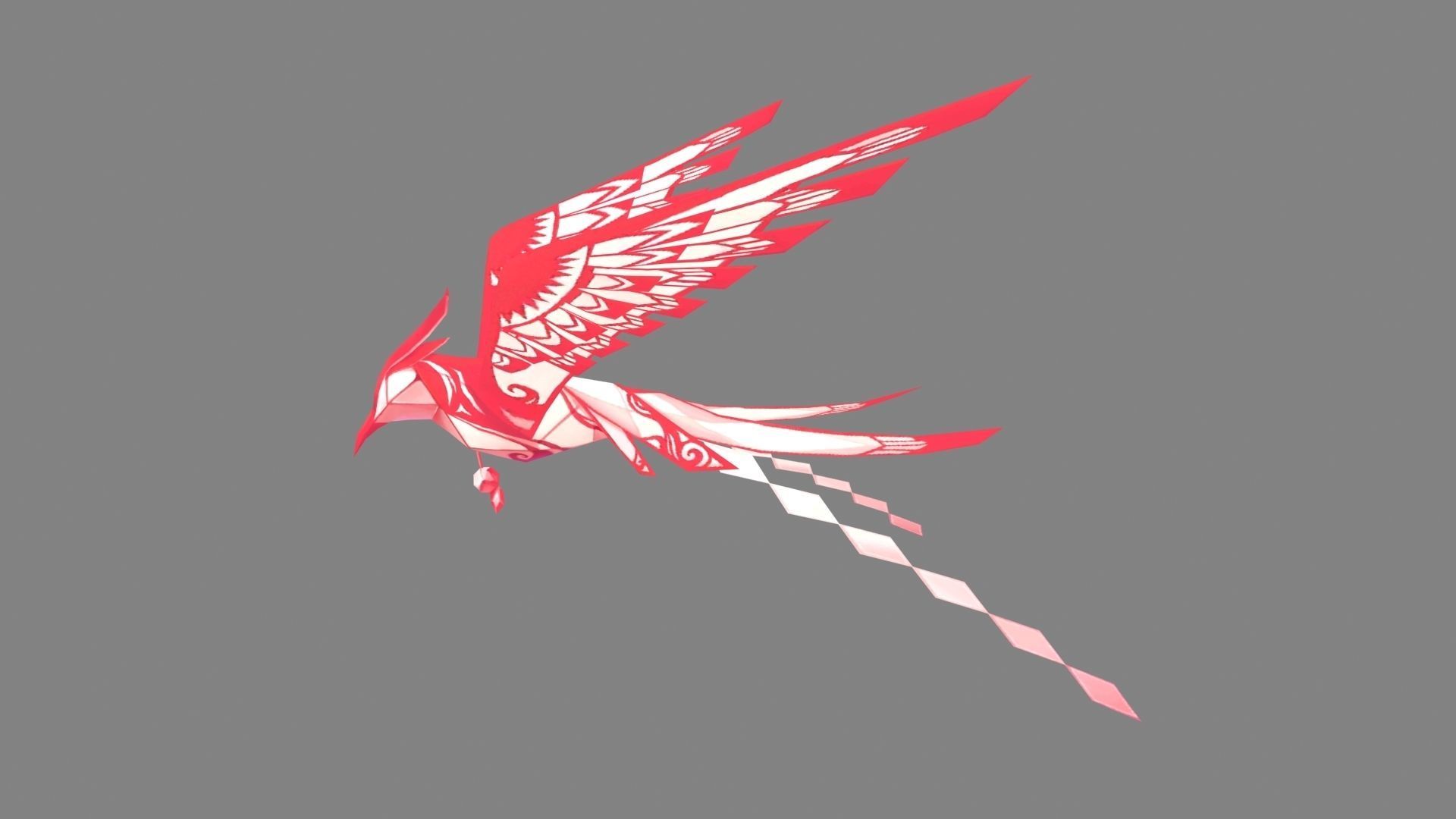 3D model cartoon origami magpie kite - paper bird VR / AR / low-poly ...