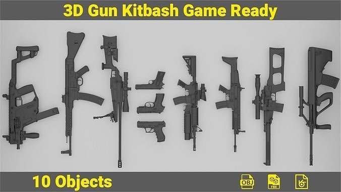 3D Gun Kitbash Game Ready 3D model | CGTrader