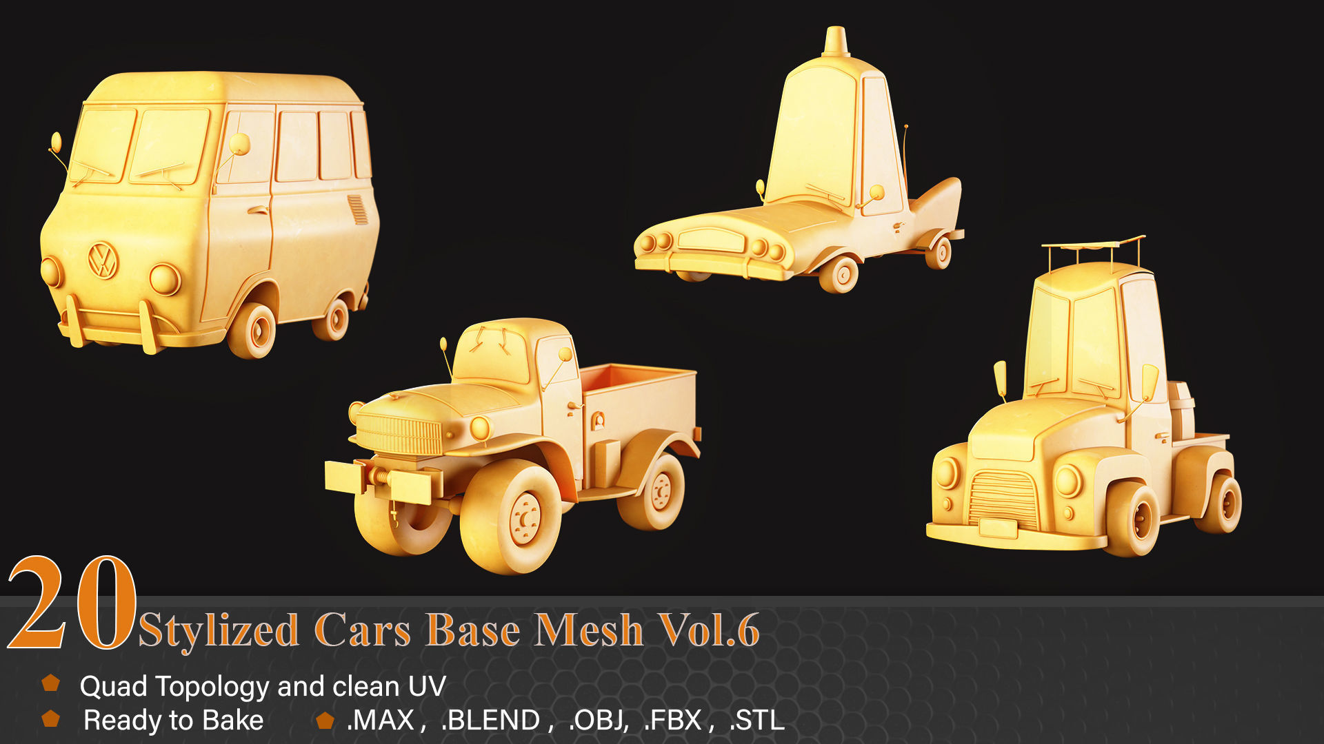 3D model 20 Stylized Cars Base Mesh Vol-6 VR / AR / low-poly | CGTrader
