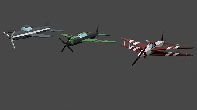 3D model Airplane Collection - 3 Lowpoly Airplane VR / AR / low-poly ...