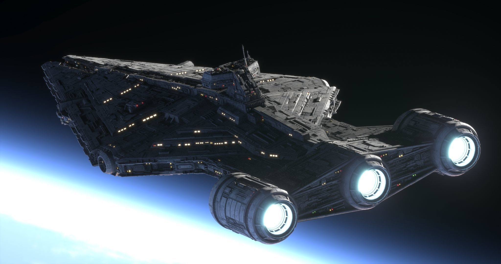 Imperial Light Cruiser - Star Wars 3D model rigged | CGTrader