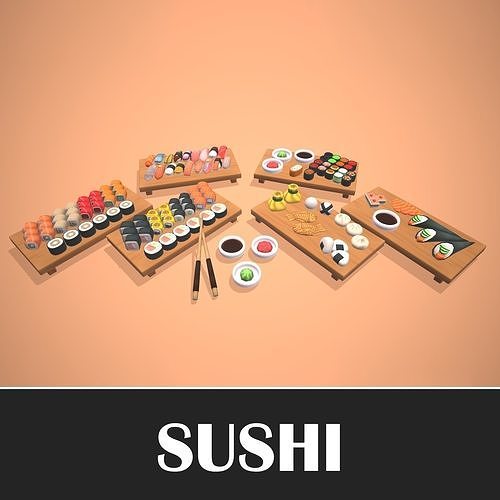 3D model Sushi - Stylized Food Pack VR / AR / low-poly | CGTrader