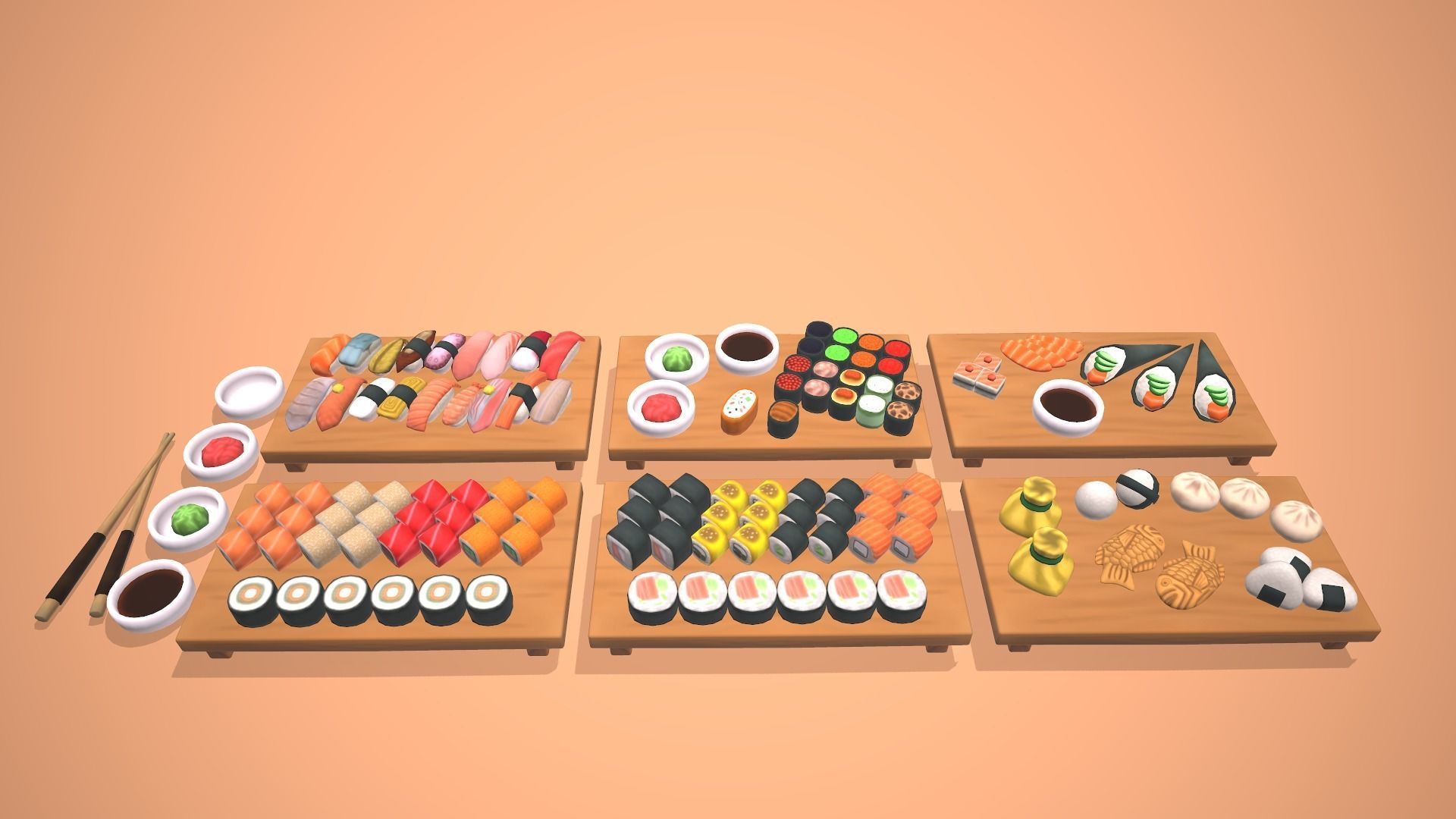 3D model Sushi - Stylized Food Pack VR / AR / low-poly | CGTrader